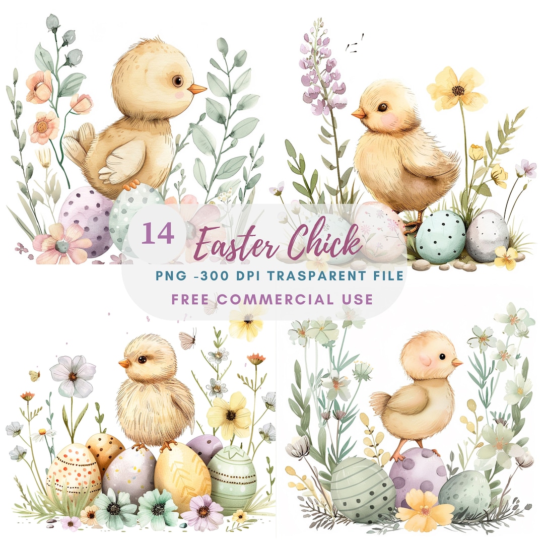Easter Chick Clipart PNG Bundle 14 High Quality,pastel Easter ...