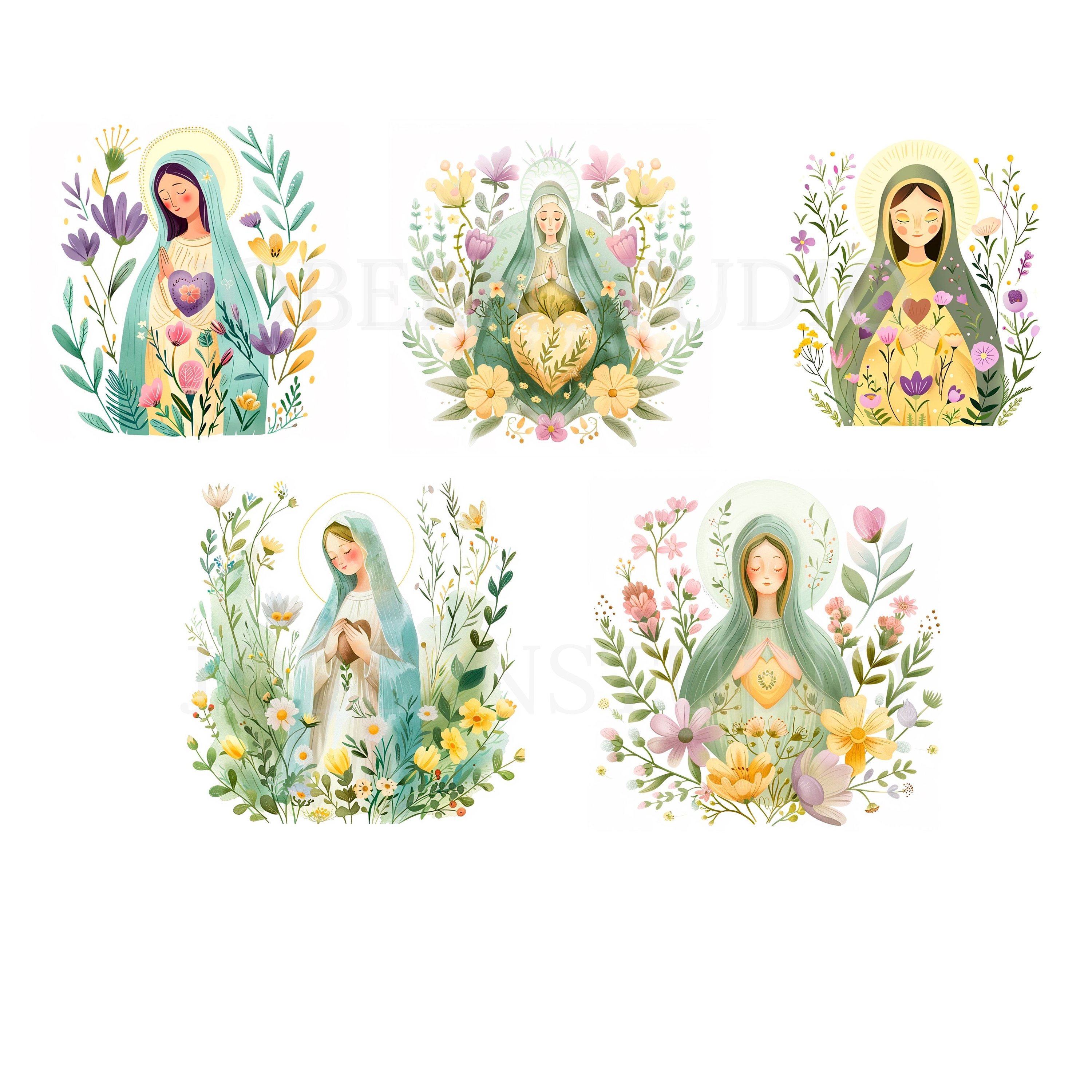Immaculate Sacred Heart Clipart,bundle 15 High Quality,holy Mary ...