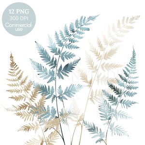 Boho Leaves Clipart Bundle 12 High Quality PNG, Watercolor Green Leaves ...