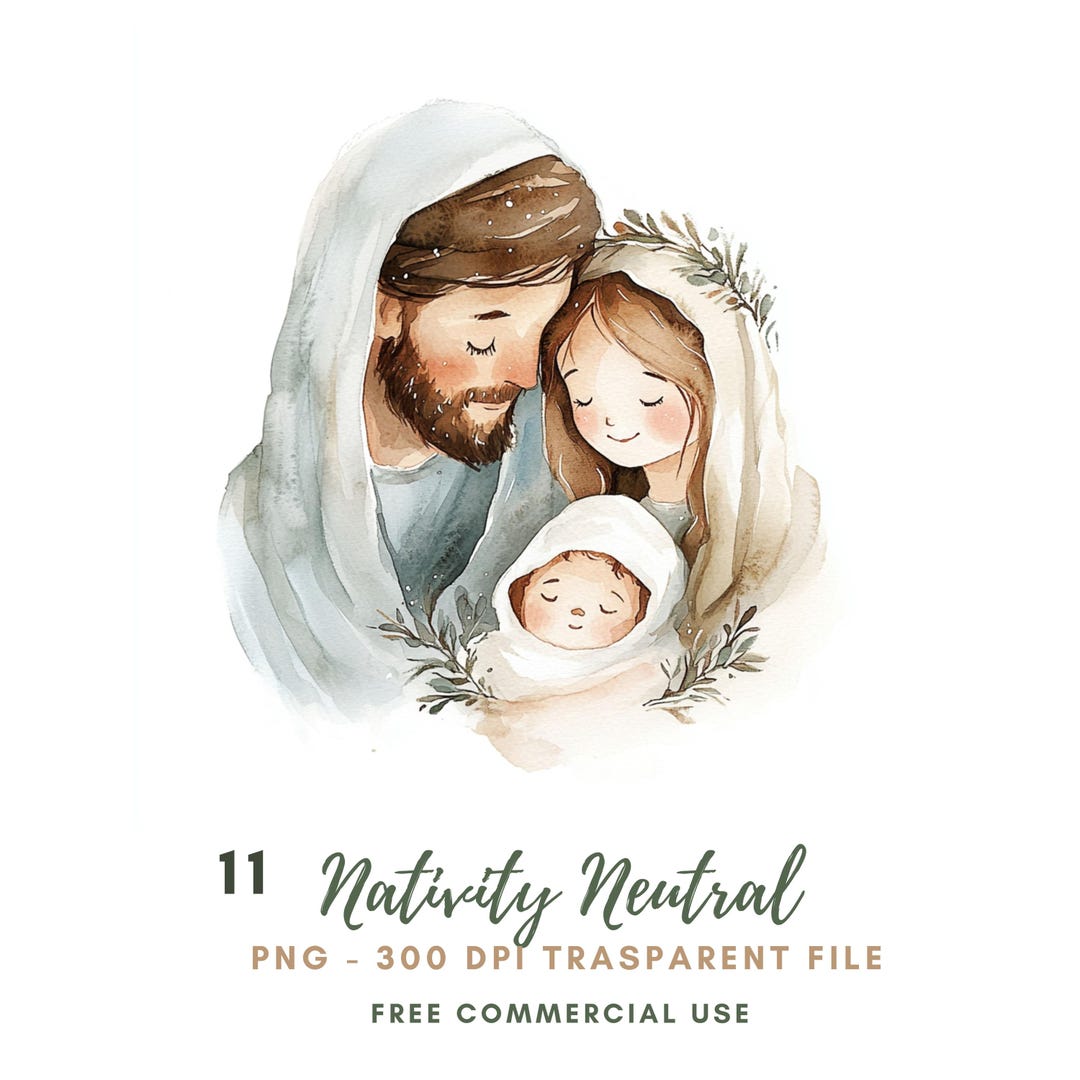 Nativity Clipart Bundle 11 High Quality Png,watercolor Nativity Sacred ...