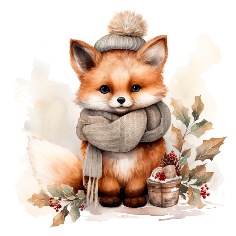 Christmas Fox Clipart Pngbundle 15 High Quality Jpgdigital - Etsy