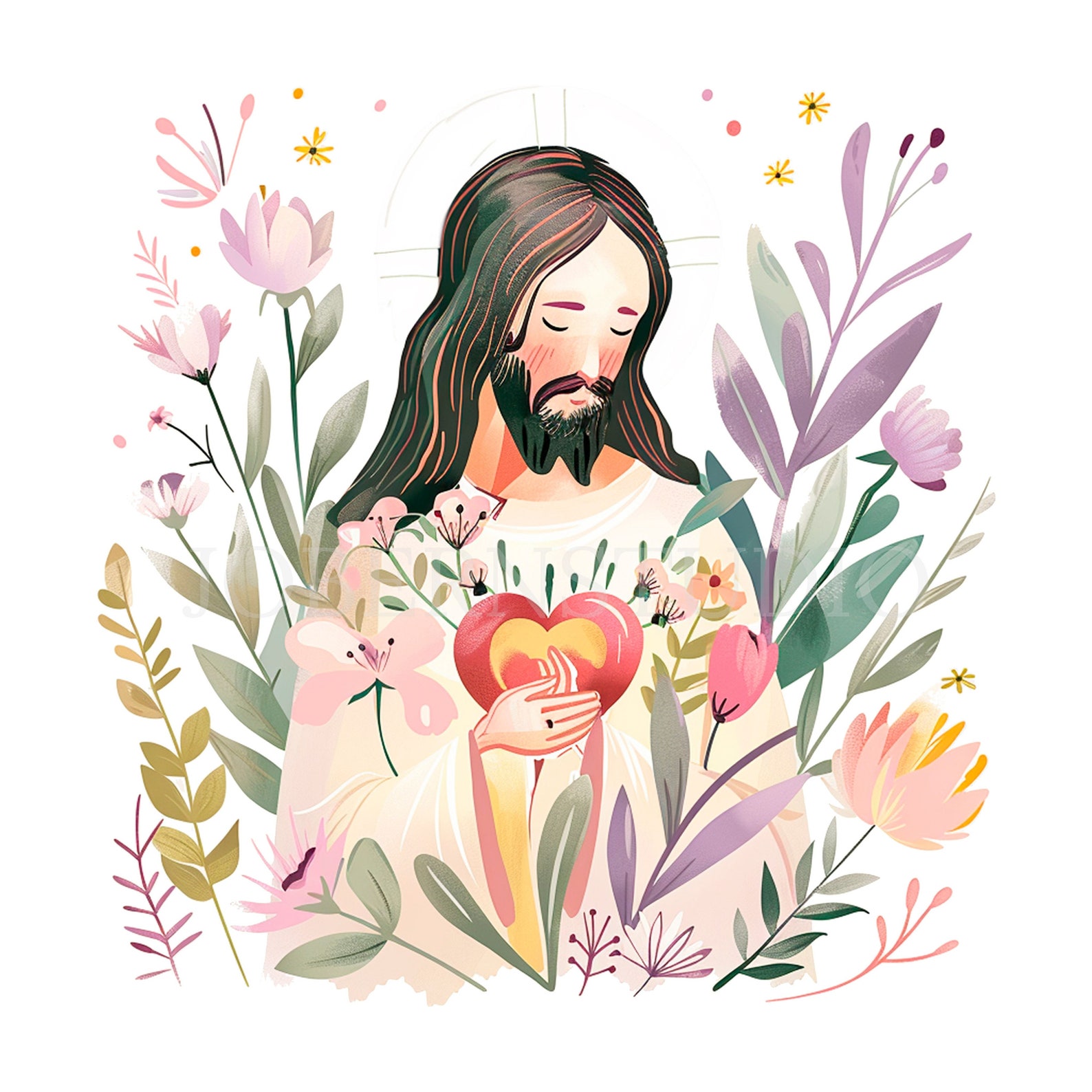 Jesus Christ Clipart Bundle 15 High Quality PNG, Sacred Heart Jesus ...