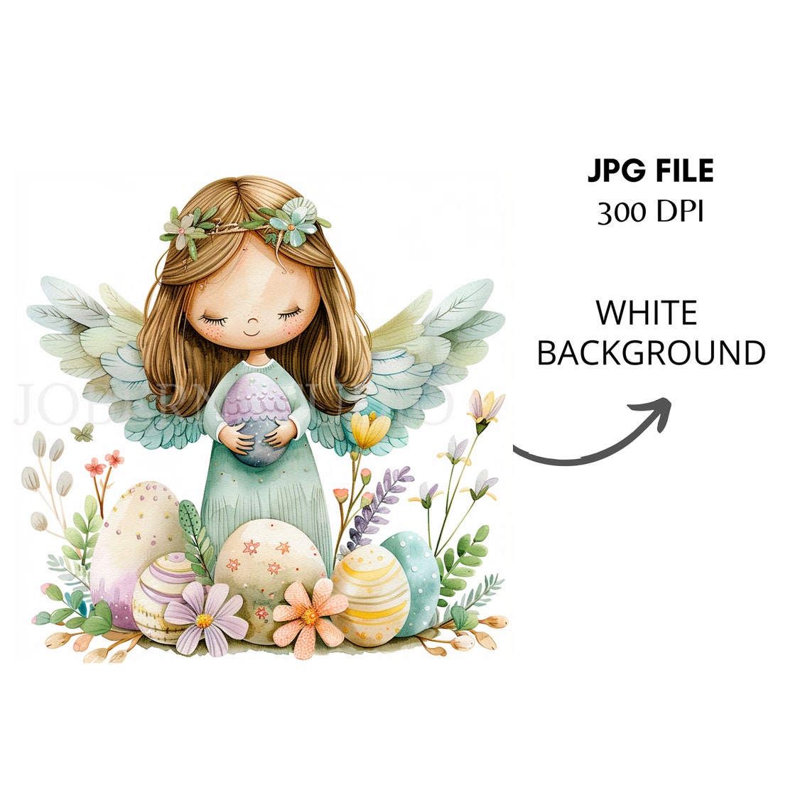 Easter Angel Clipart PNG Bundle 14 High Quality,easter Egg Watercolor ...