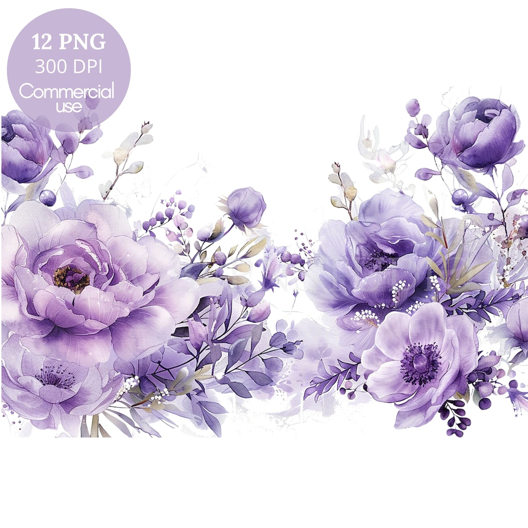 Lilac Flower Rose Border,garland Clipart Bundle 12 High Quality PNG ...