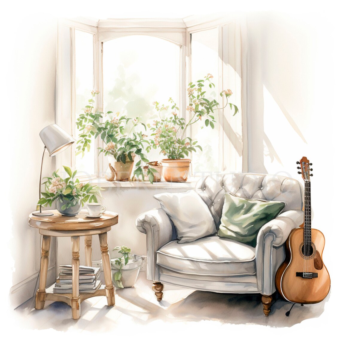 Living Room Clipart Bundle 15 High Quality Png,watercolor Home Decor ...