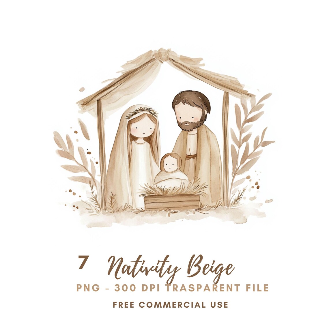 Nativity Clipart Bundle 7 High Quality Png,watercolor Nativity Sacred ...