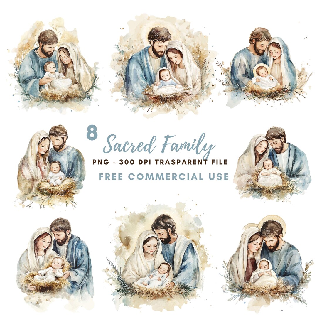 Nativity Clipart Bundle 8 High Quality Png,watercolor Nativity Sacred ...