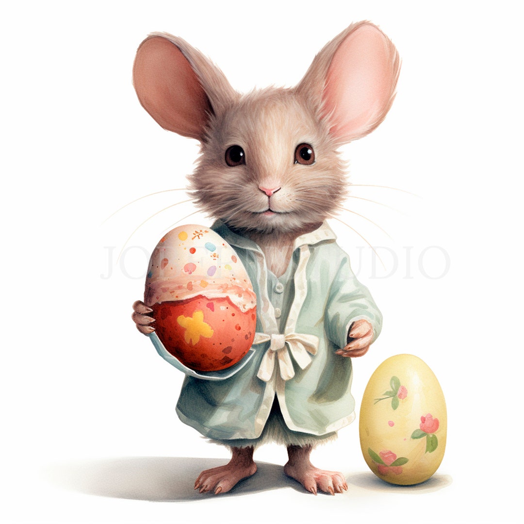Easter Mouse Clipart PNG Bundle 10 High Quality, Pastel Easter ...