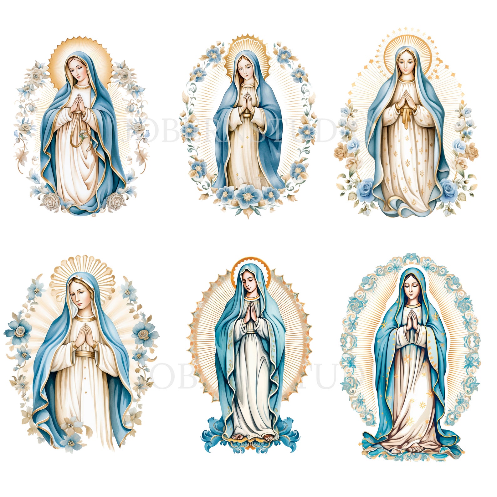 Virgin Mary Clipart,bundle 15 High Quality Png,watercolor Clip Art Jpg ...