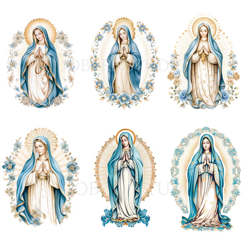 Virgin Mary Clipart,bundle 15 High Quality Png,watercolor Clip Art Jpg ...