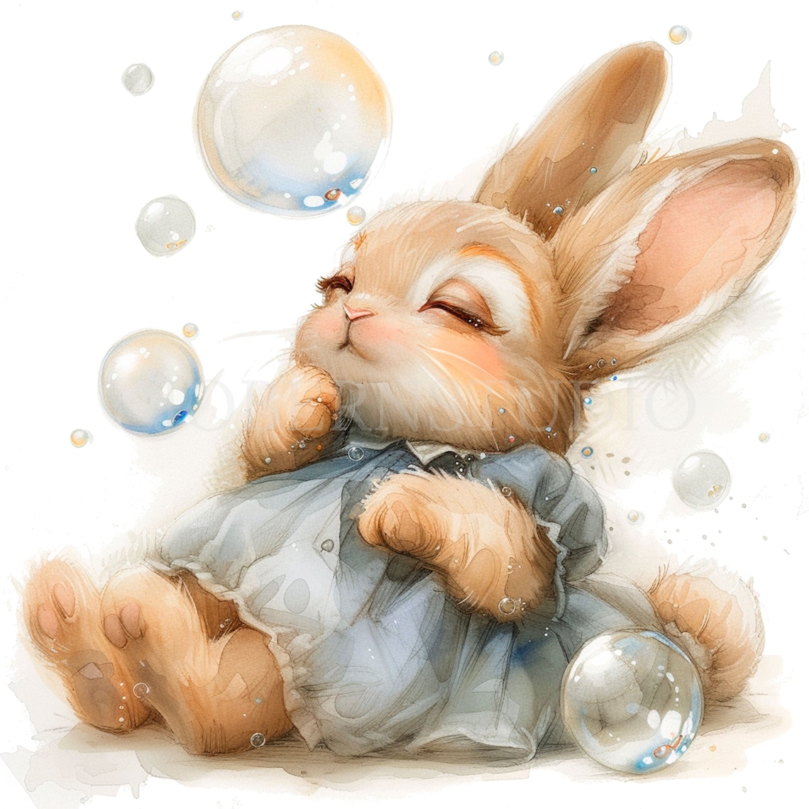 Cute Bunny Clipart PNG Bundle 15 High Quality,watercolor Bunny Bubbles ...