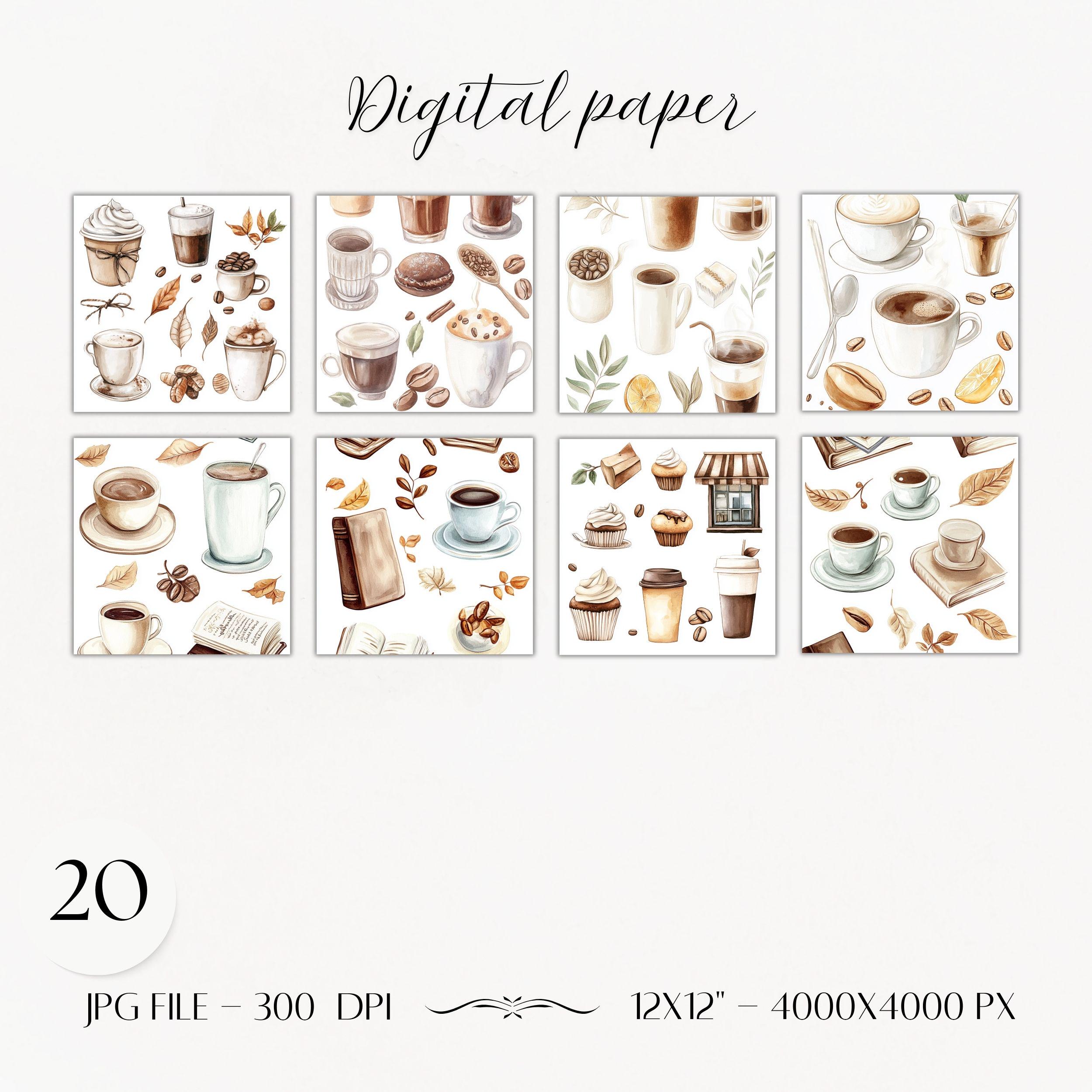 Coffee Digital Paper Pack- 20 Scrapbook Junk Journal Papers -seamless ...