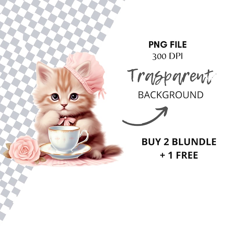Funny Cat Clipart PNG Bundle 15 High Quality JPG, Watercolor Vintage ...