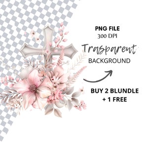 Pink Flower Cross Clipart Bundle 12 High Quality Png,cross Watercolor ...