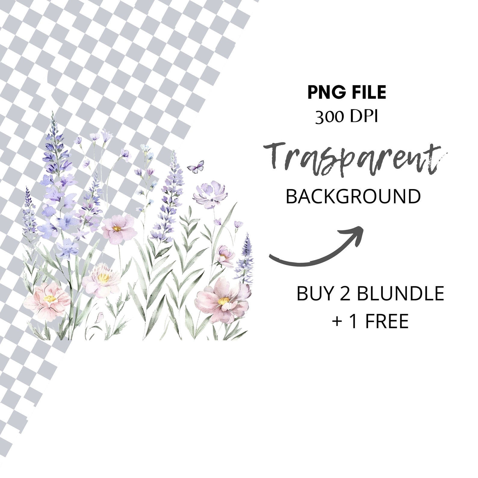 Muted Wild Flower Border Clipart Bundle 16 High Quality Png,watercolor ...