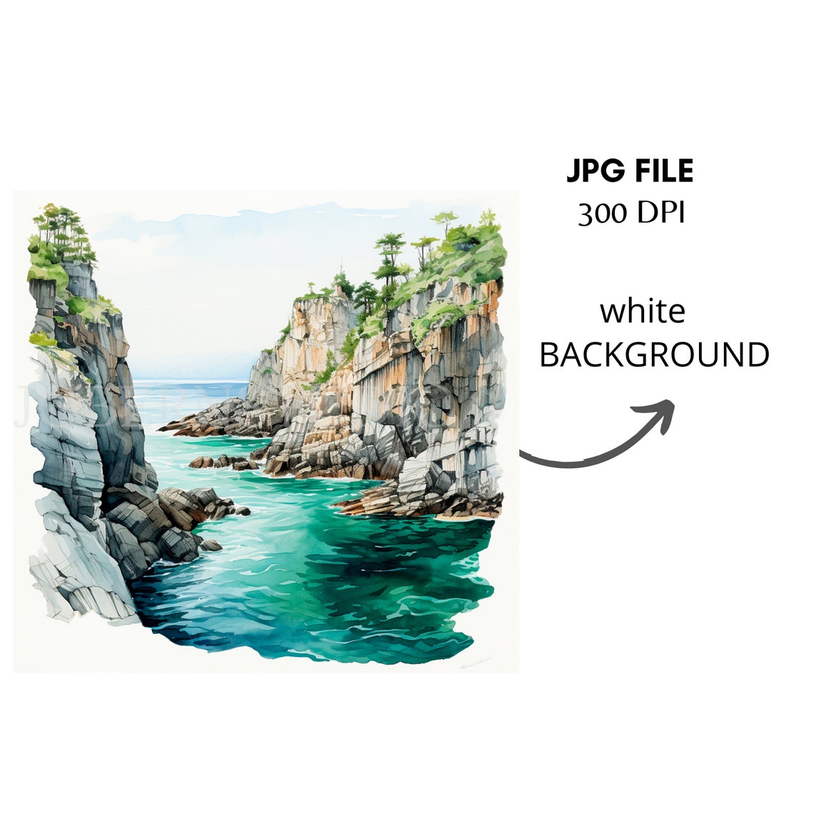 Coasts Cliffs Landscape Clipart Png,bundle 10 High Quality,watercolor ...
