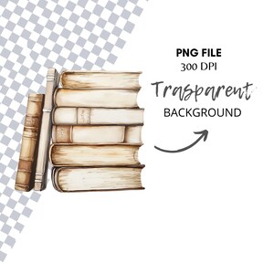 Beige Book Clipart Bundle 11 High Quality Png,watercolor Vintage Books ...