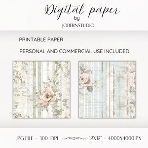 Shabby Chic Digital Paper Pack- 22 Vintage Scrapbook Junk Journal ...