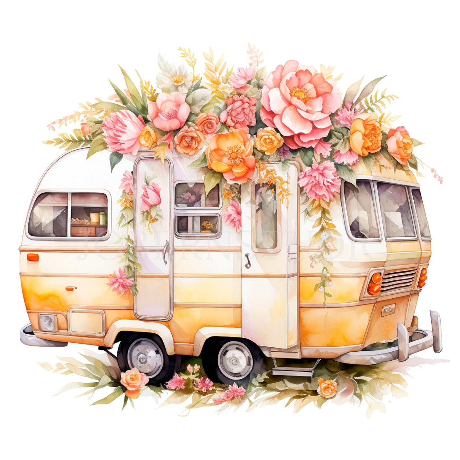 Flower Camper Clipart Png,bundle 10 High Quality,watercolor Spring ...