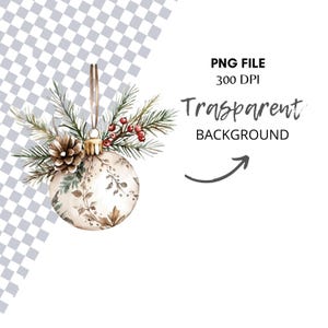Christmas Ornament Clipart PNG Bundle 10, Watercolor Christmas ...