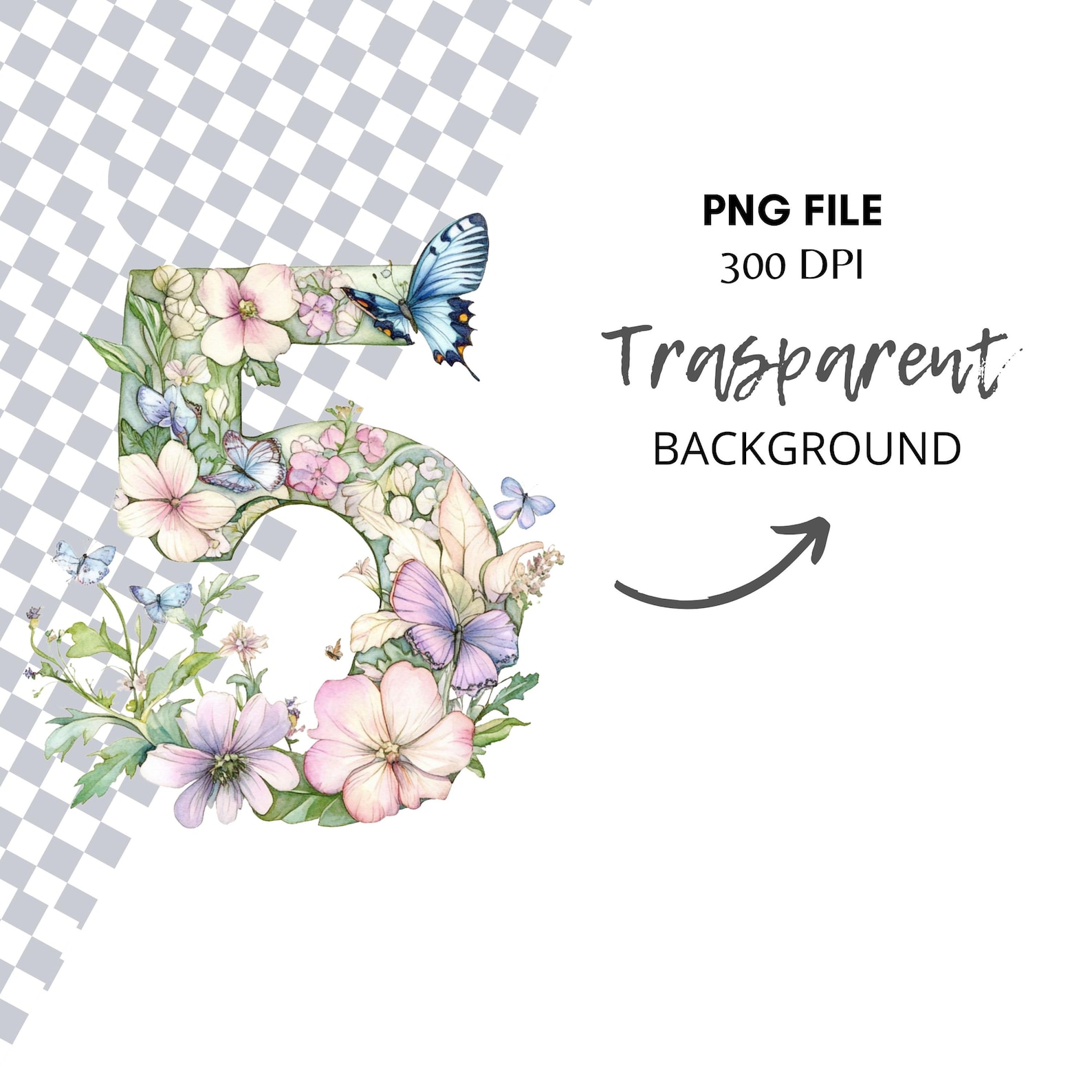 Floral Number 1-9 Clipart Bundle 10 High Quality PNG |watercolor Number ...