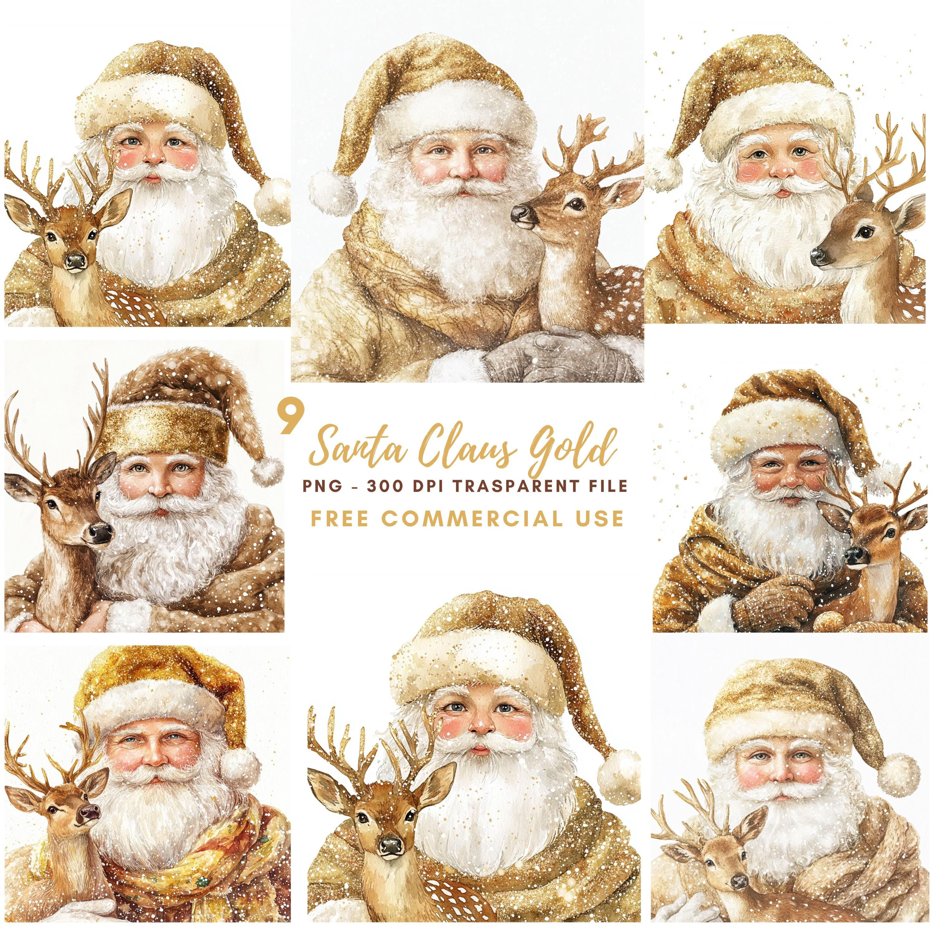 Christmas Santa Claus Clipart, Bundle 9 High Quality Png,watercolor ...