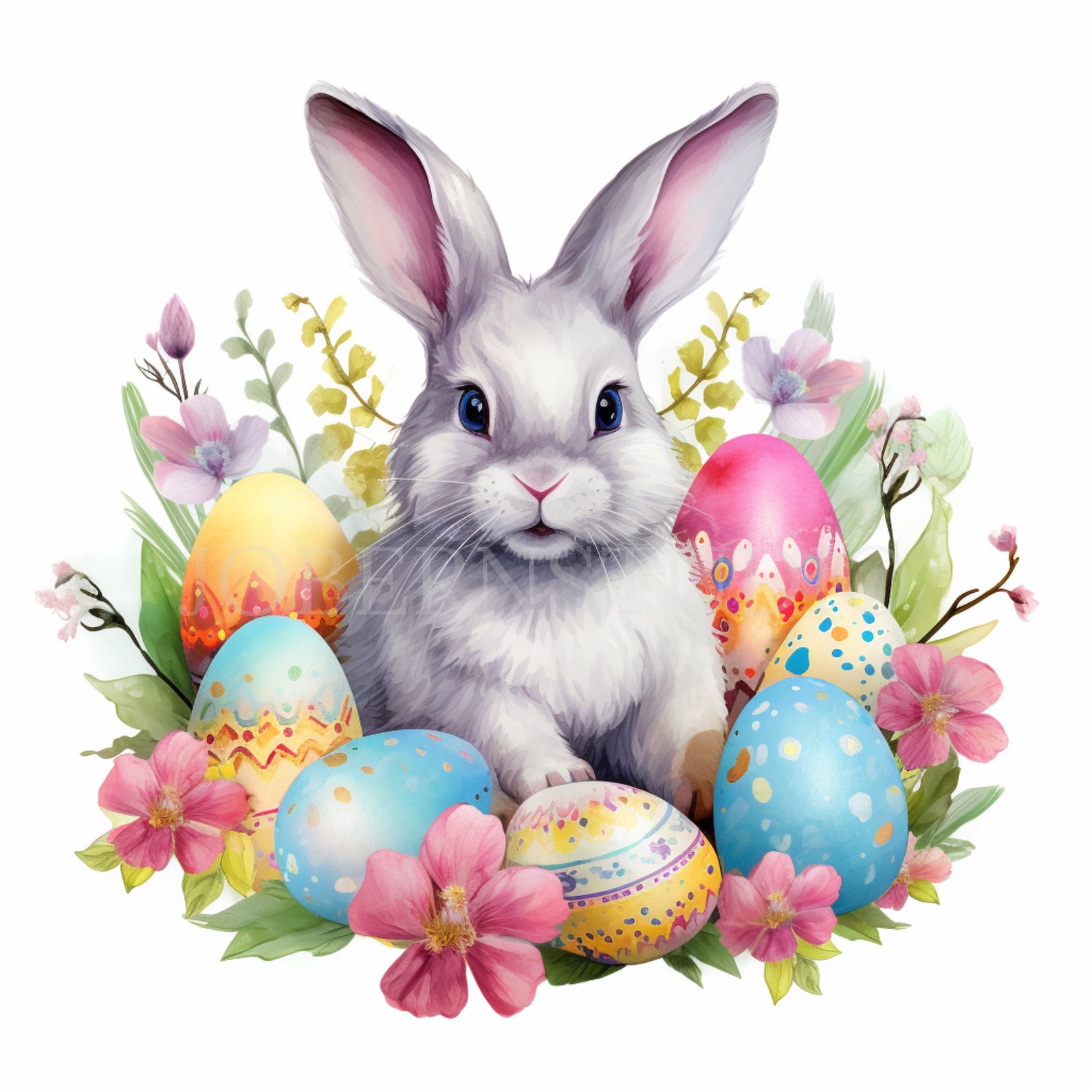 Easter Bunny Clipart PNG Bundle 10 High Quality JPG, Easter Watercolor ...