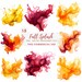 Watercolor Fall Color Splash Clipart,15 Watercolor Graphics Alcohol Ink ...