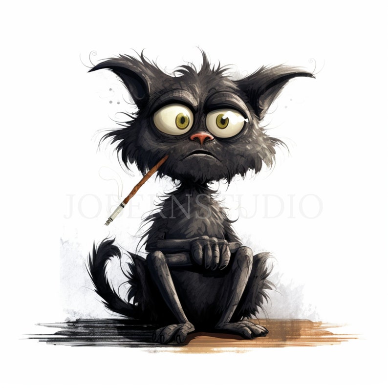 Crazy Black Cats Clipart PNG Bundle 10 High Quality Jpg,funny Grumpy ...