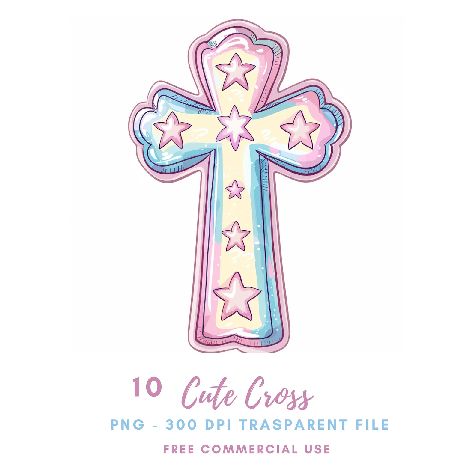 Pink Cross Clipart Bundle 13 High Quality Png,cute Cross Watercolor ...
