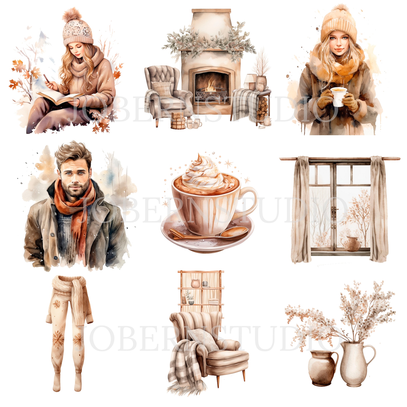 Cozy Winter Clipart Png,bundle 30 High Quality Jpg,digital Download ...