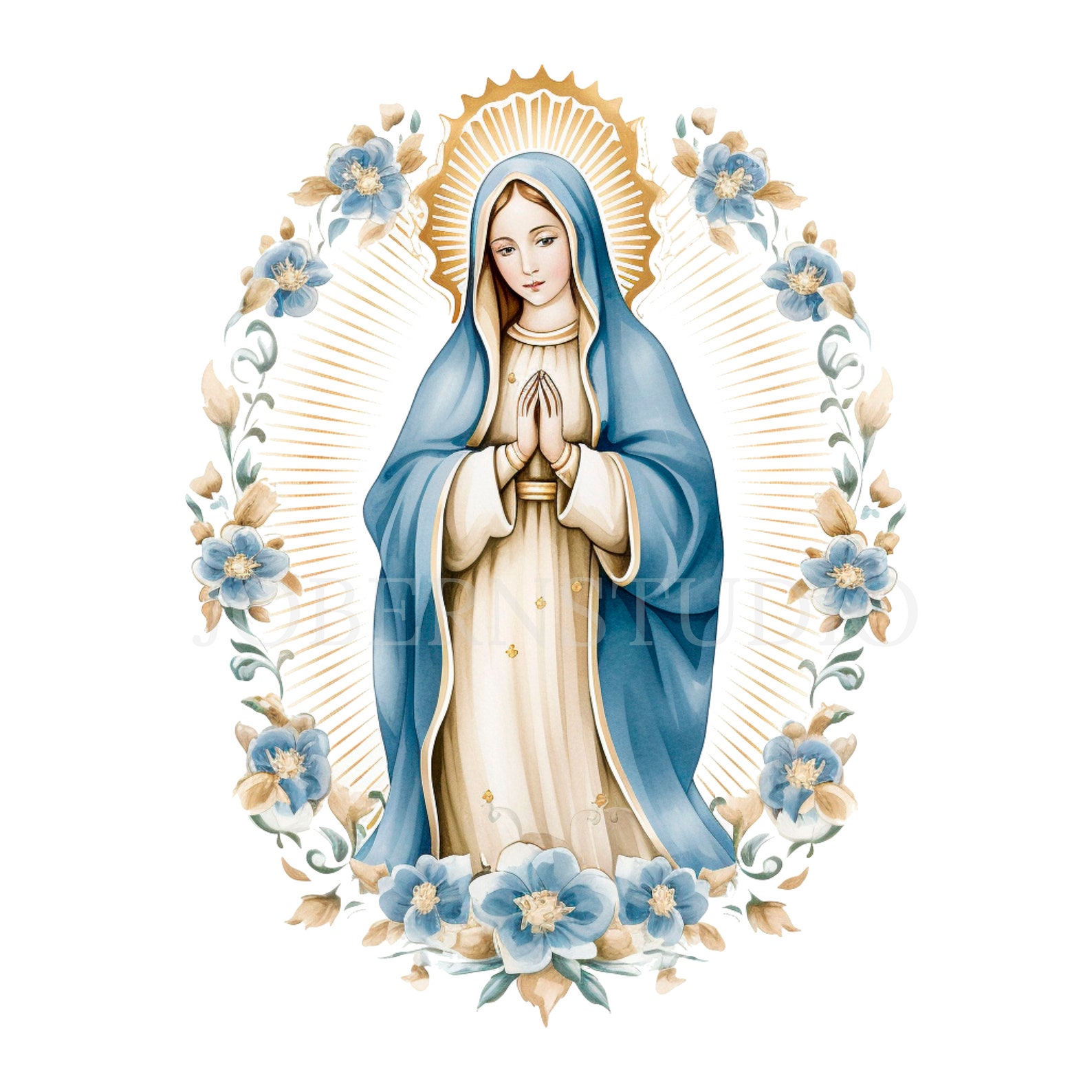 Virgin Mary Clipart,bundle 15 High Quality Png,watercolor Clip Art Jpg ...