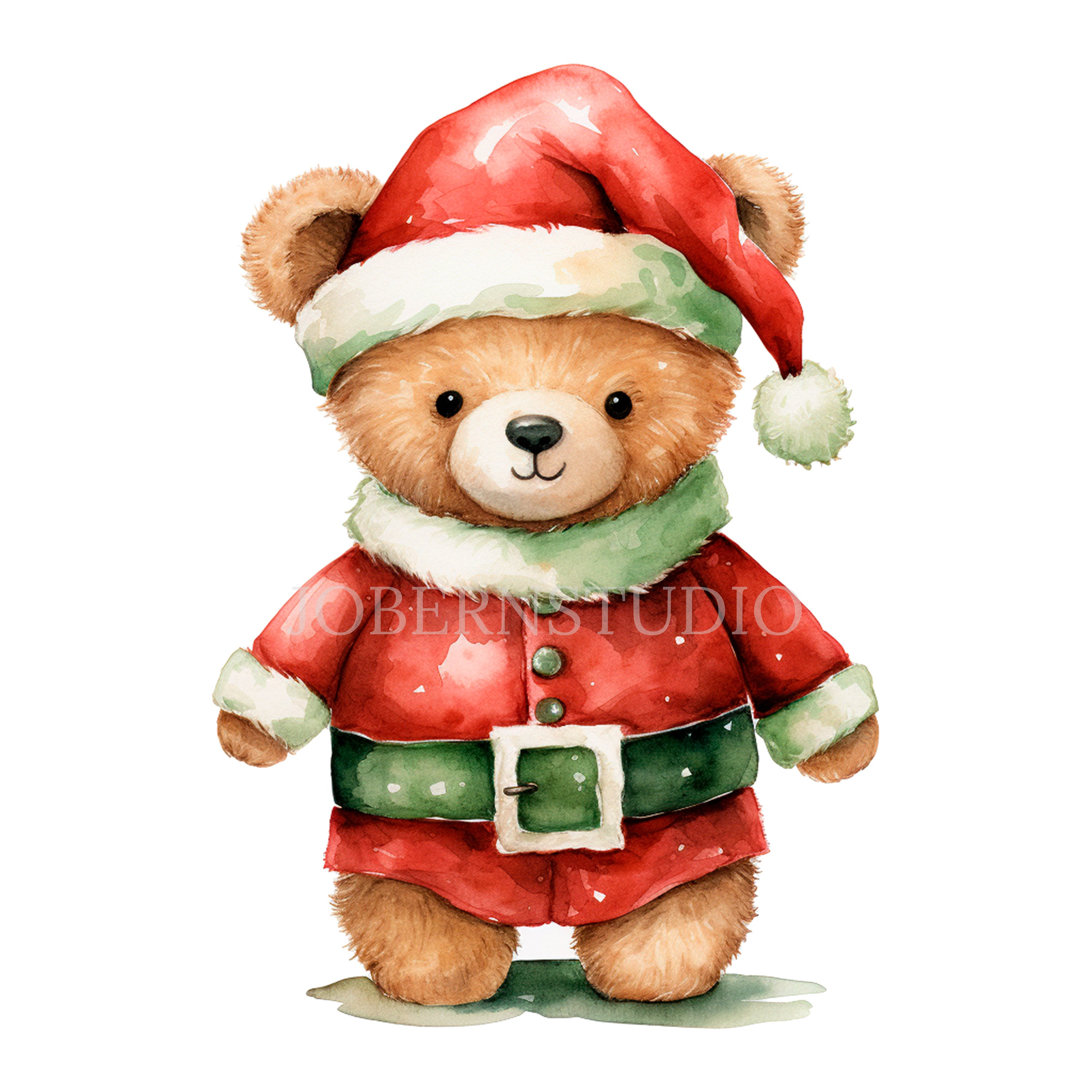 Christmas Teddy Bear Clipart,bundle 15 High Quality Png,watercolor ...