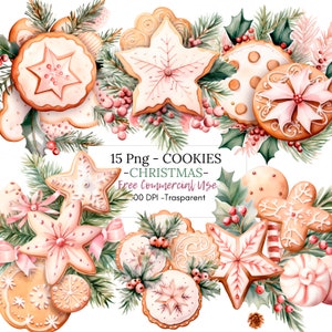 Christmas Cookies Clipart Bundle 15 High Quality Png,watercolor Clip ...
