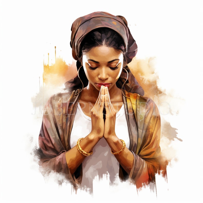 Black Woman Praying Clipart Png,bundle 15 High Quality Jpg,digital Download,card Making,digital ...