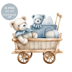 Blue Teddy Bear Nursery Clipart PNG 14 High Quality,watercolor Teddy ...