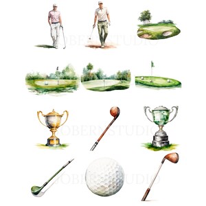 Golf Clipart Png,bundle 30 High Quality, Watercolor Sport Golf Digital ...