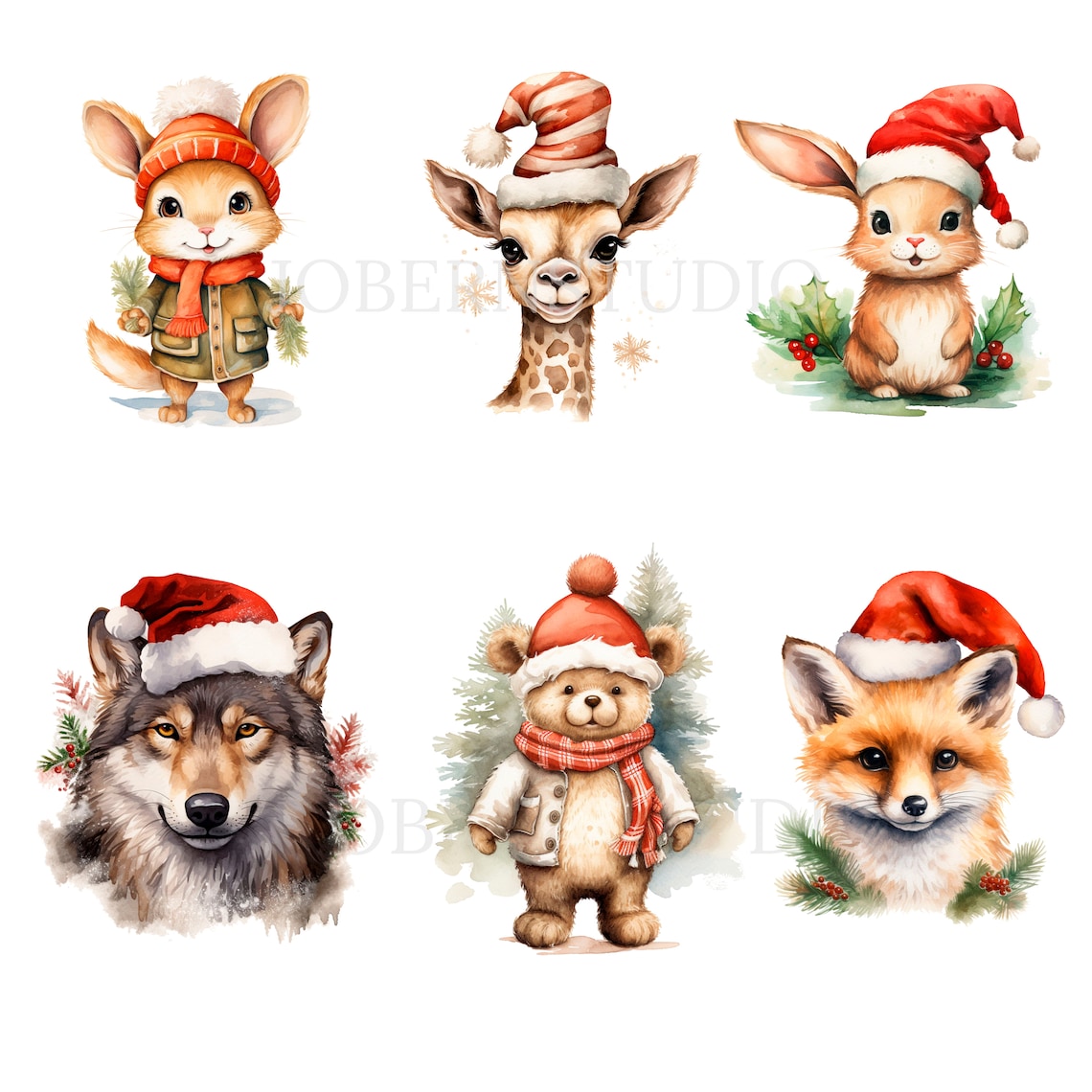 Christmas Animal Clipart Png,bundle 15 High Quality Jpg,digital ...