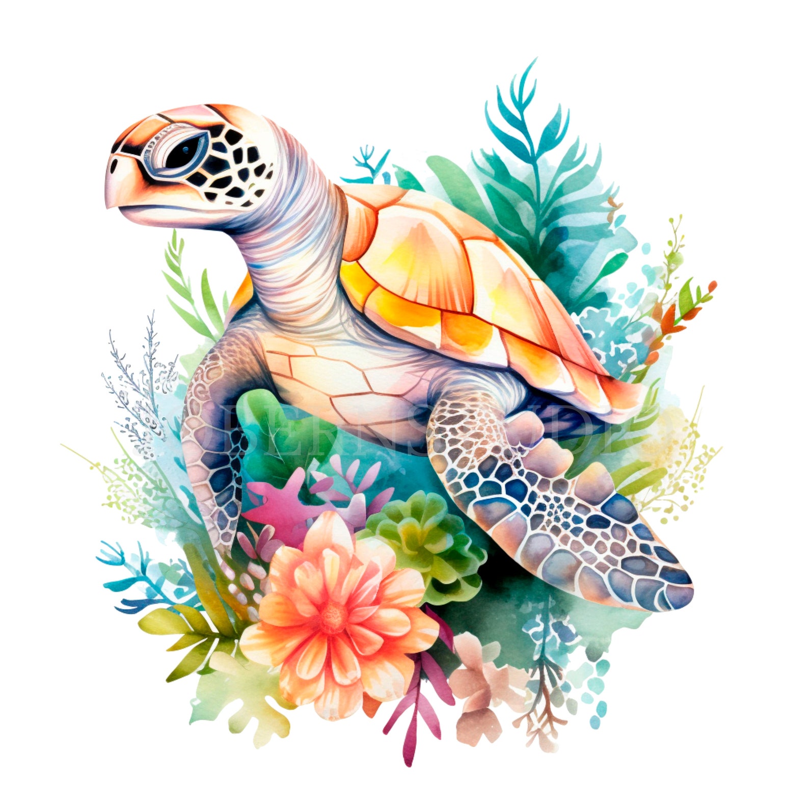 Sea Turtle Flower Clipart Pngbundle 15 High Quality - Etsy