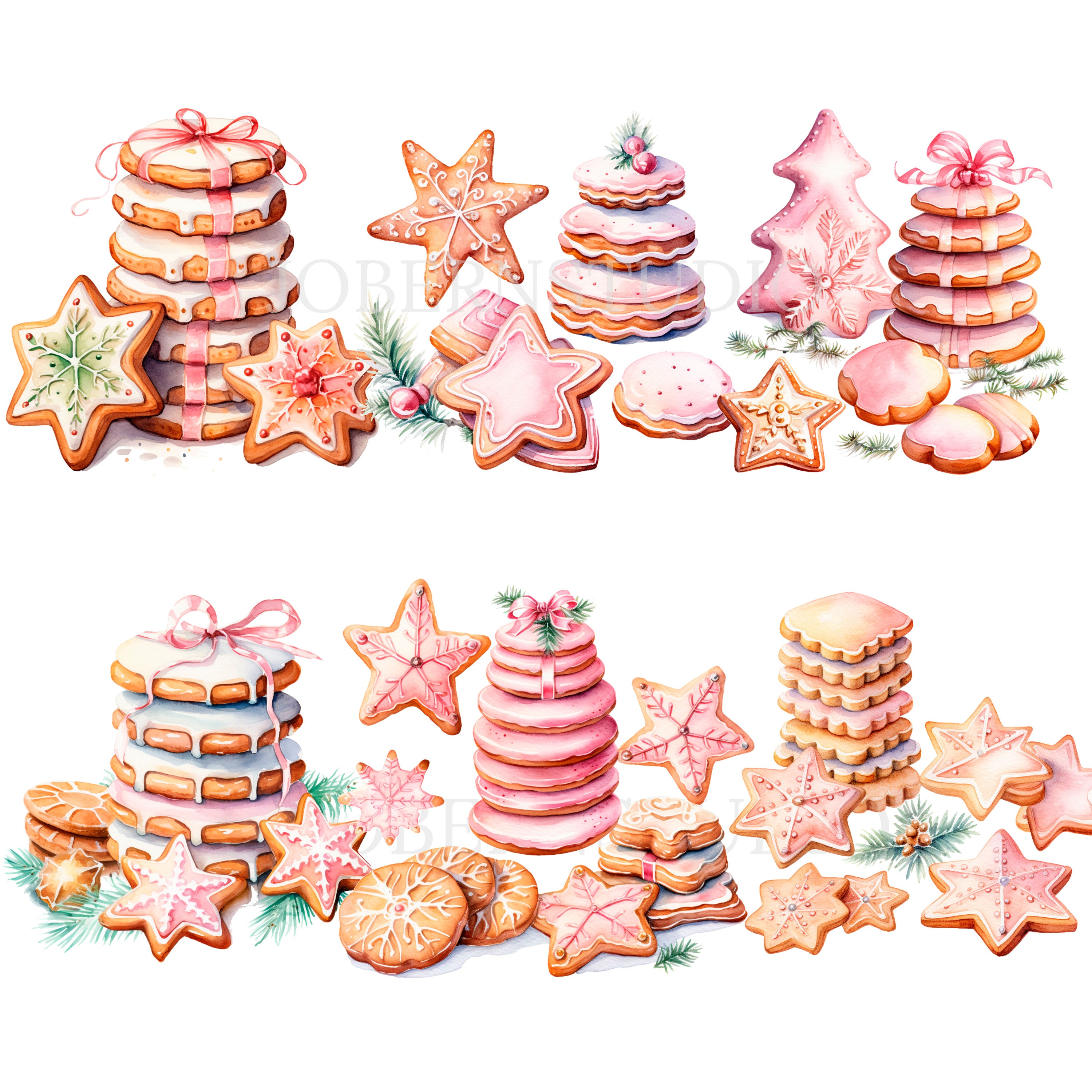Christmas Cookies Clipart Bundle 15 High Quality Png,watercolor Clip ...