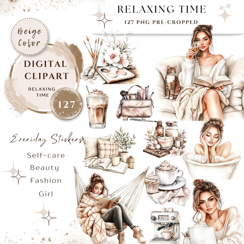 Watercolor Relaxing Time Woman Clipart Png,bundle 127 High Quality ...