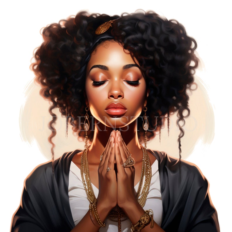 Black Woman Praying Clipart Png,bundle 10 High Quality Jpg,digital Download,card Making,digital ...