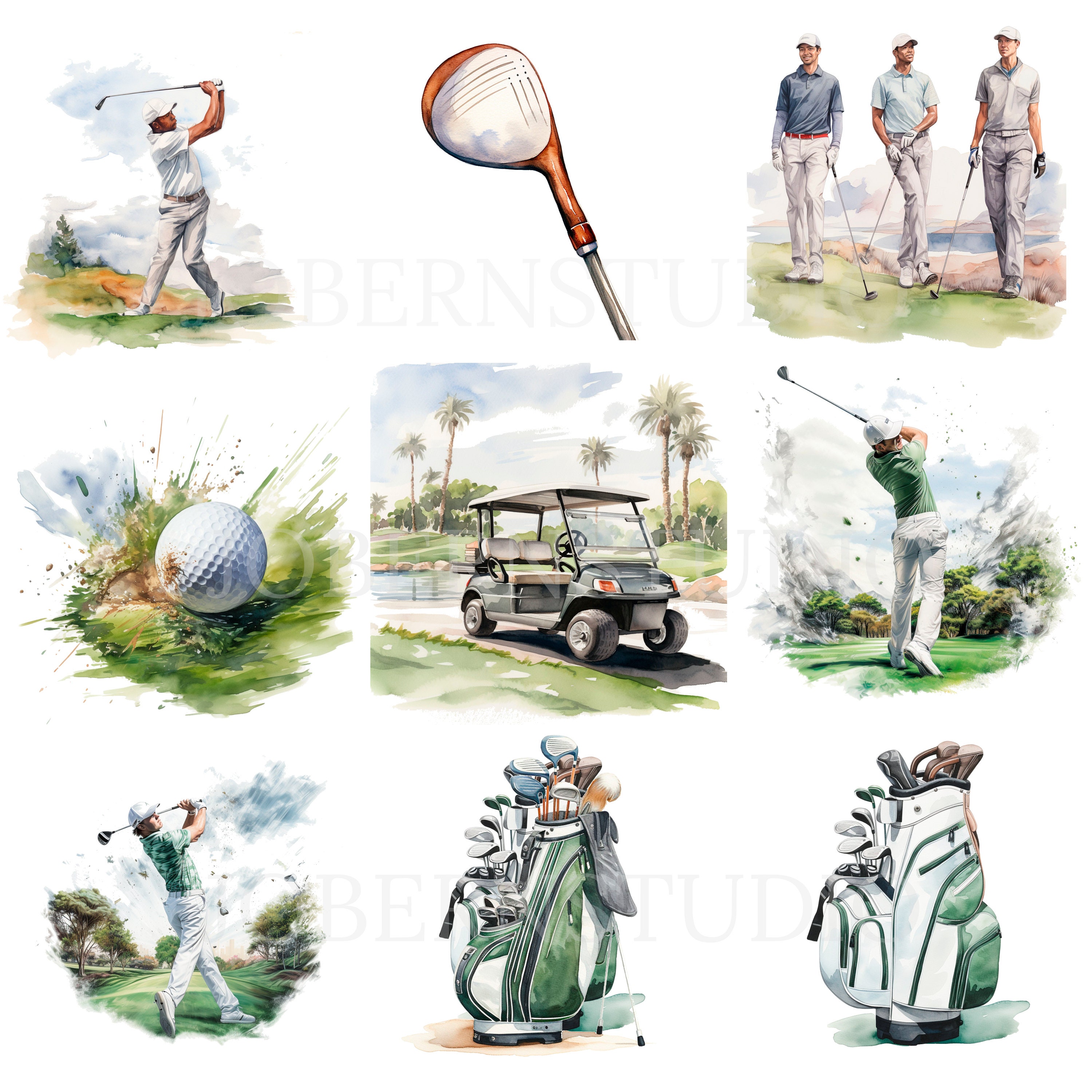 Golf Clipart Png,bundle 30 High Quality, Watercolor Sport Golf Digital ...