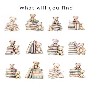 Teddy Bear and Book | Watercolor Nursery 12 Clipart PNG High Quality ...