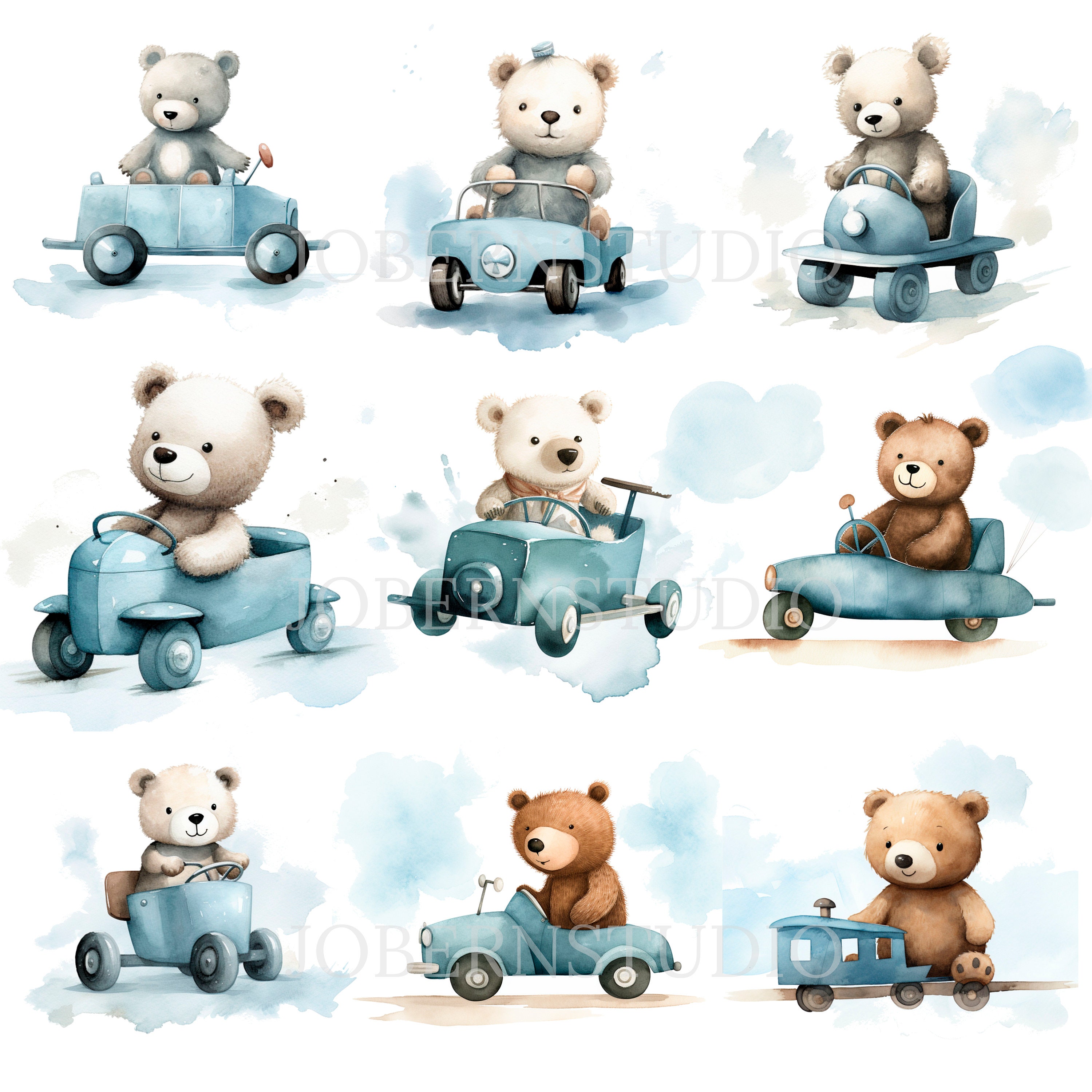 Teddy Bear Travel Watercolor Clipart PNG15 High Quality - Etsy