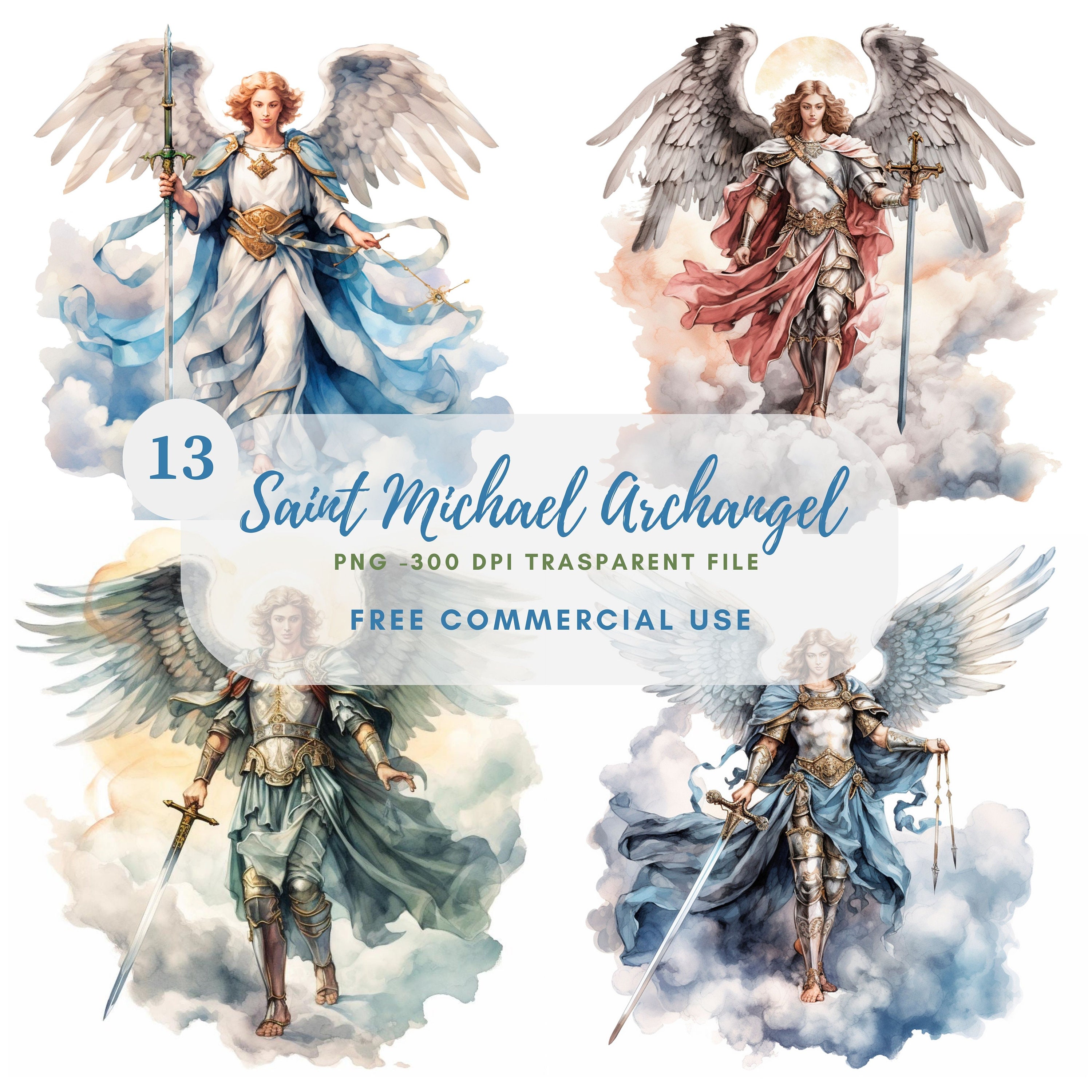 Saint Michael Clipart Bundle 13 High Quality PNG, Saint Michael Archangel,digital Download,card ...