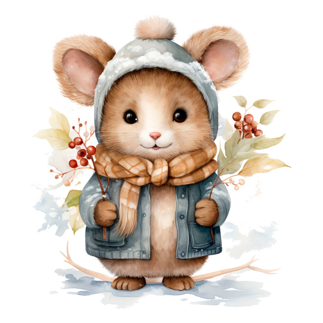 Winter Mouse Clipart Png,bundle 15 High Quality Jpg,digital Download ...