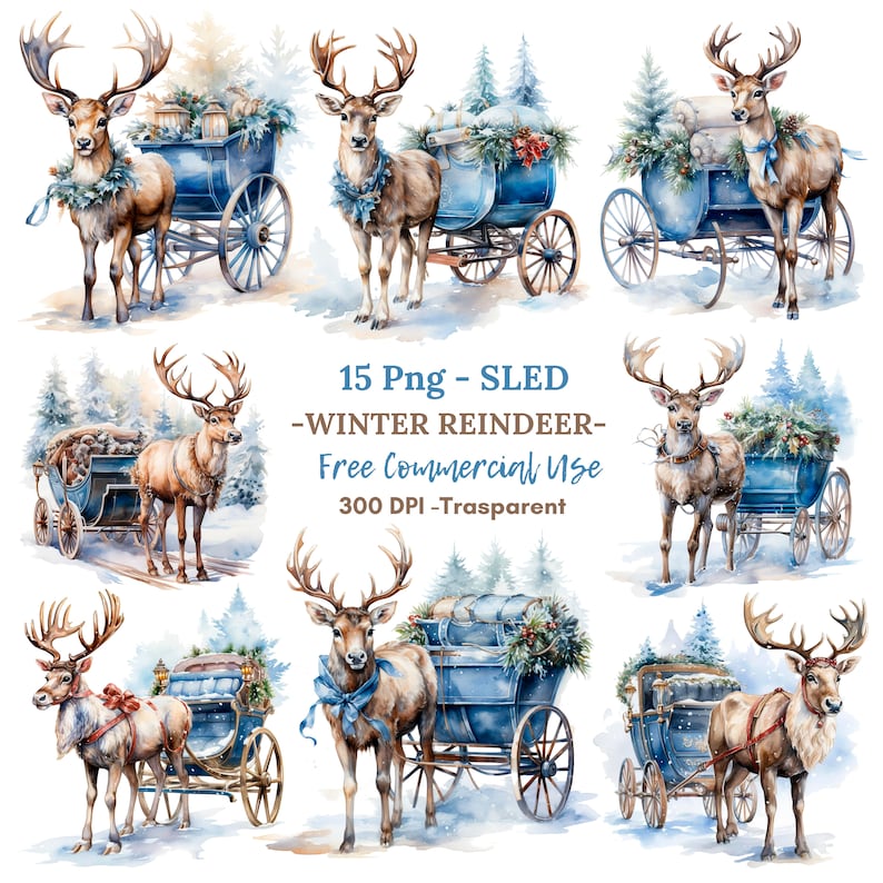 Christmas Sled Clipart Png,bundle 15 High Quality Jpg,digital Download ...
