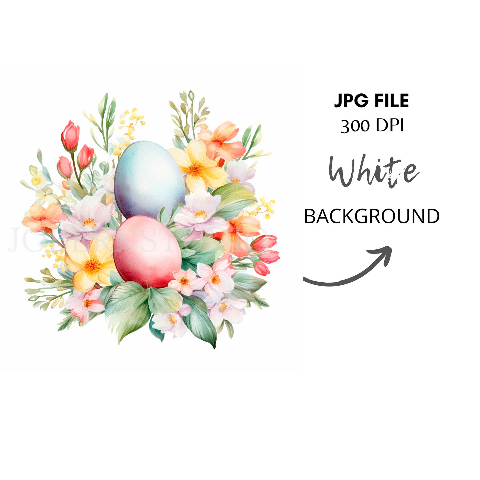 Easter Clipart PNG Bundle 10 High Quality JPG, Watercolor Easter ...