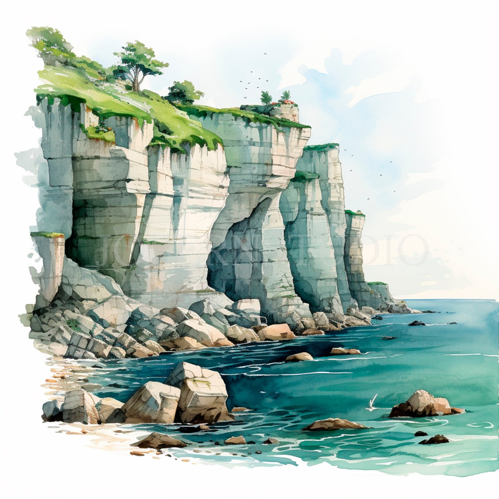 Coasts Cliffs Landscape Clipart Png,bundle 10 High Quality,watercolor ...